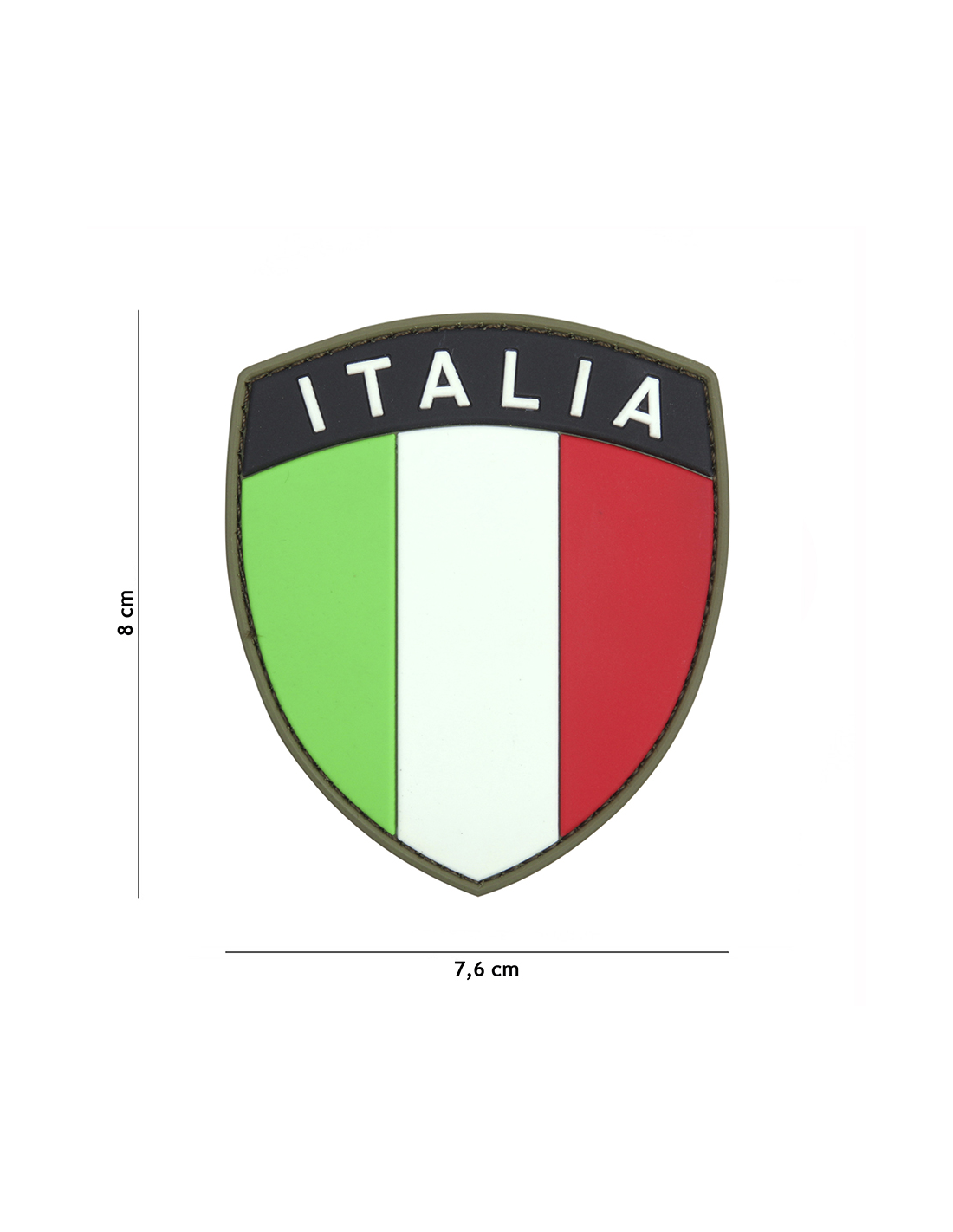 PATCH BANDIERA ITALIA ALTA VISIBILITA' A SCUDETTO (CON SCRITTA ITALIA)- pvc
