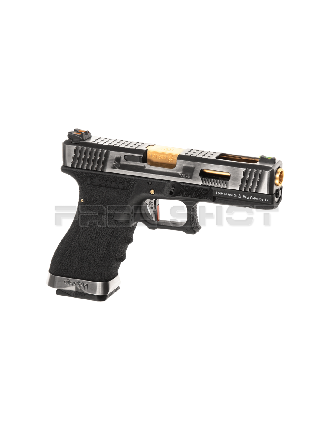 WE - G FORCE G17 SV GOLD BARREL + BLACK LOWER (GAS)